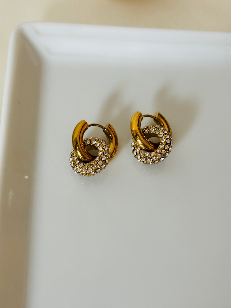 Diamond Studded Earring Hoop - M Accessories